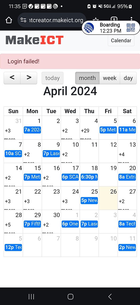 Can't view calendar on phone - MakeICT